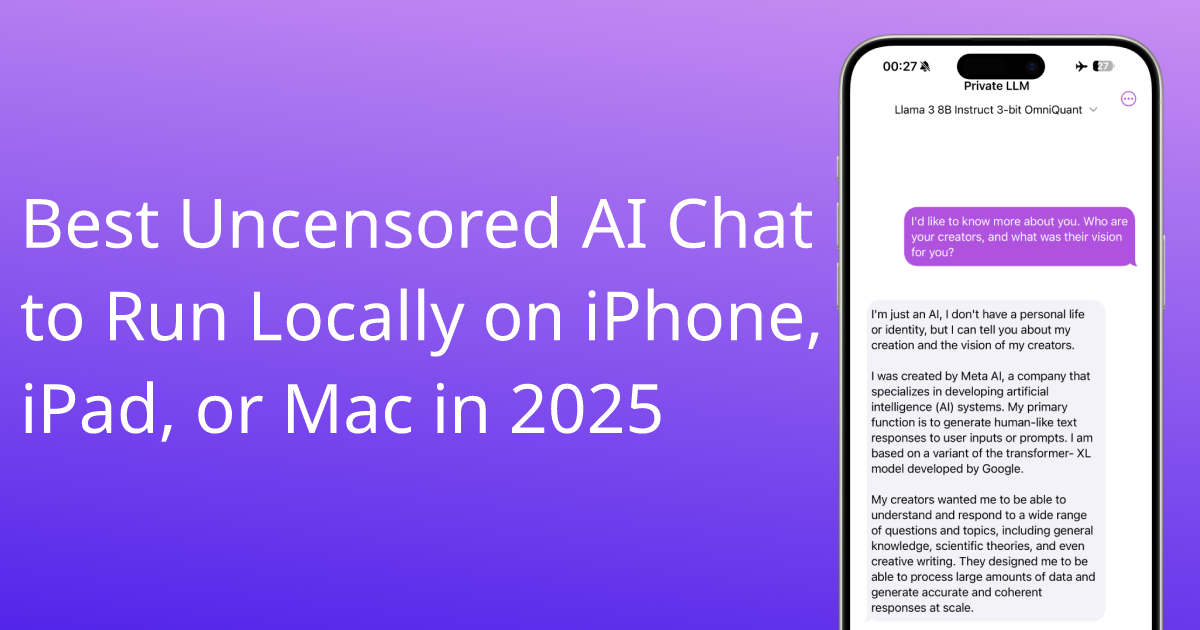 Best Uncensored AI Chat to Run Locally on iPhone, iPad, or Mac in 2025